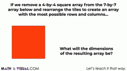 Difference of Squares - larger square 7x7 array removing 4 by 4 square ...
